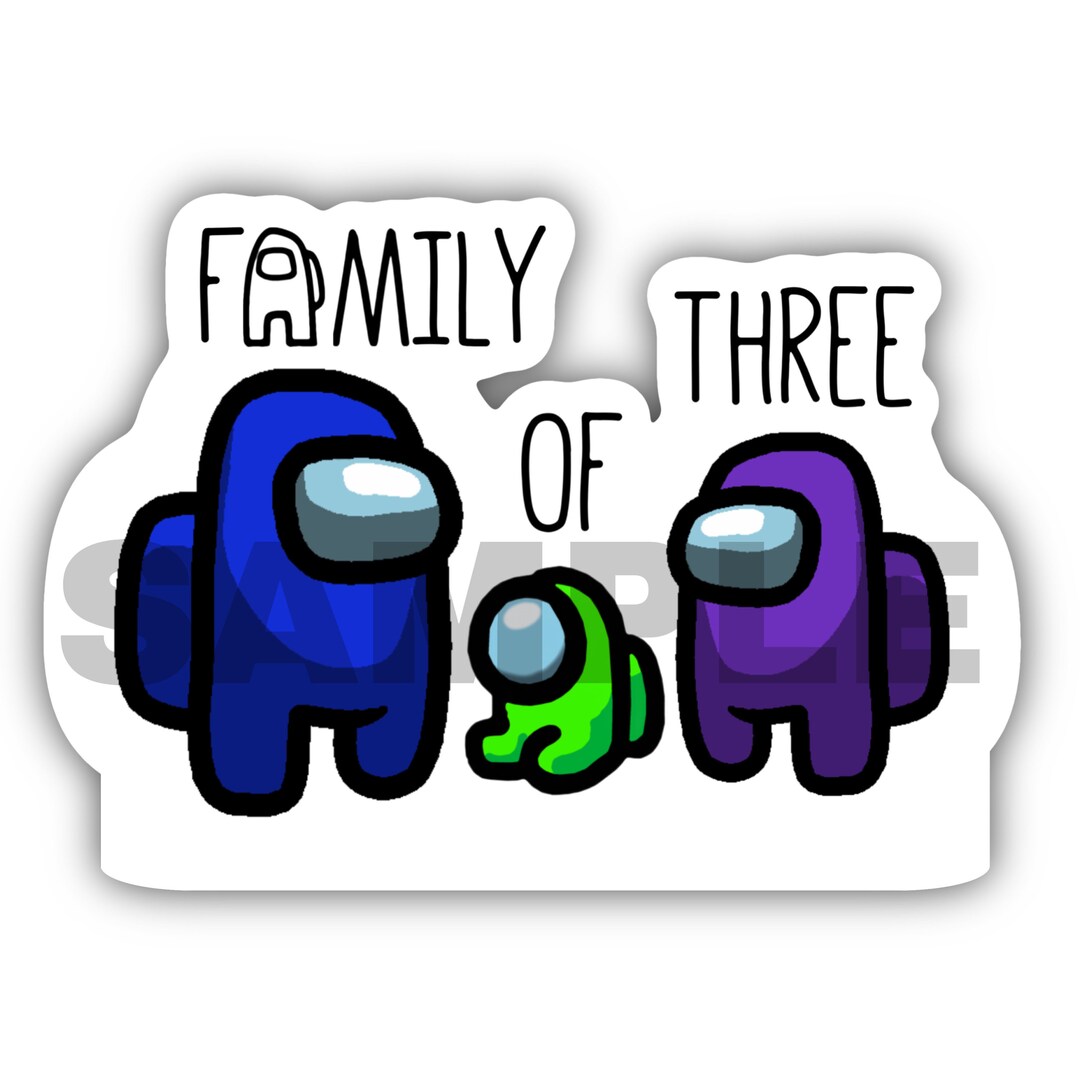 Among Us Family of Three Die Cut Glossy Vinyl Bumper Sticker 7.5 X 3.5 ...