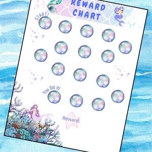 Mermaid Reward Chart, Printable Chart for Kids and Toddlers, Instant ...
