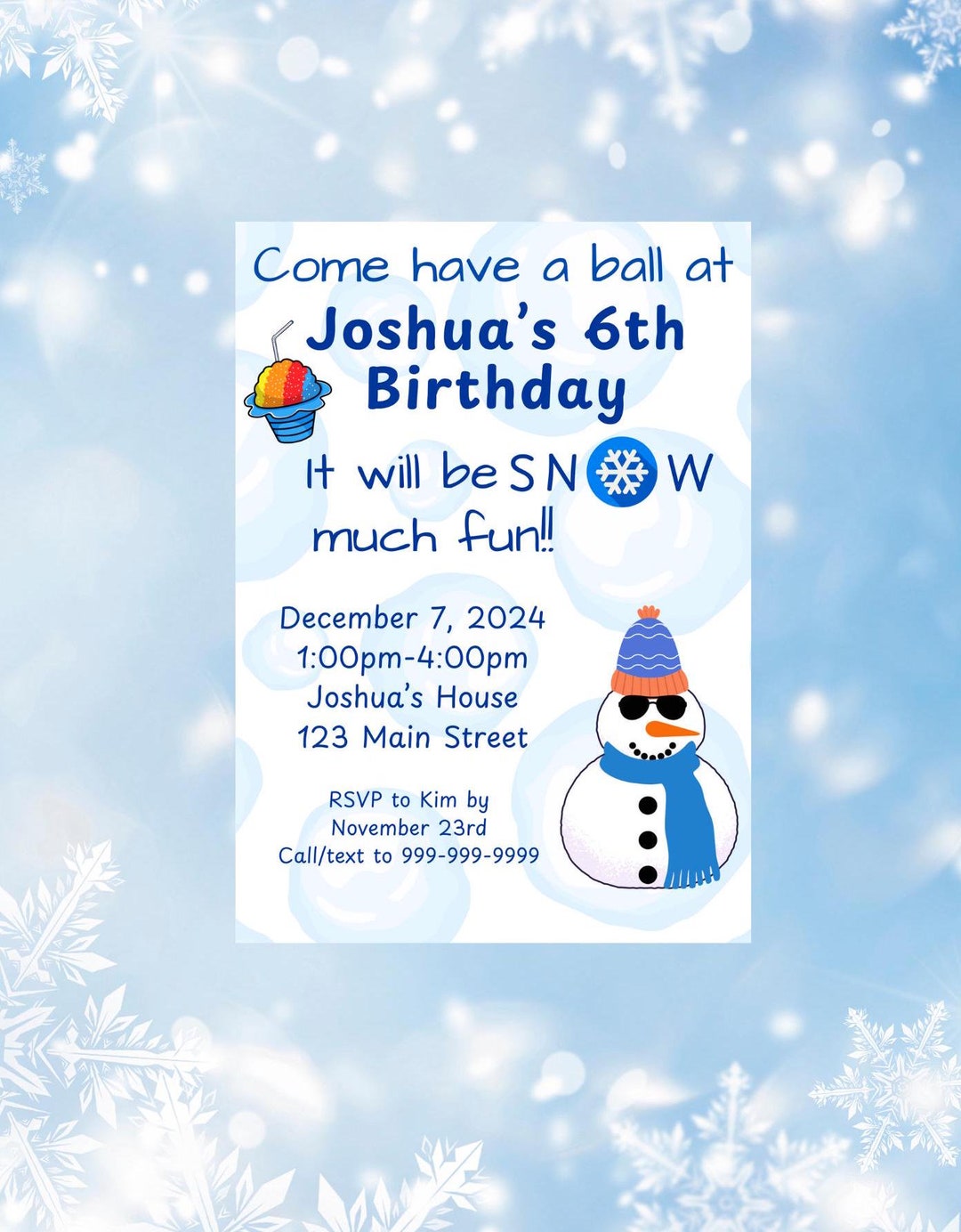 Winter Birthday Party Invitation, Snow Much Fun, Boy Birthday, Digital ...