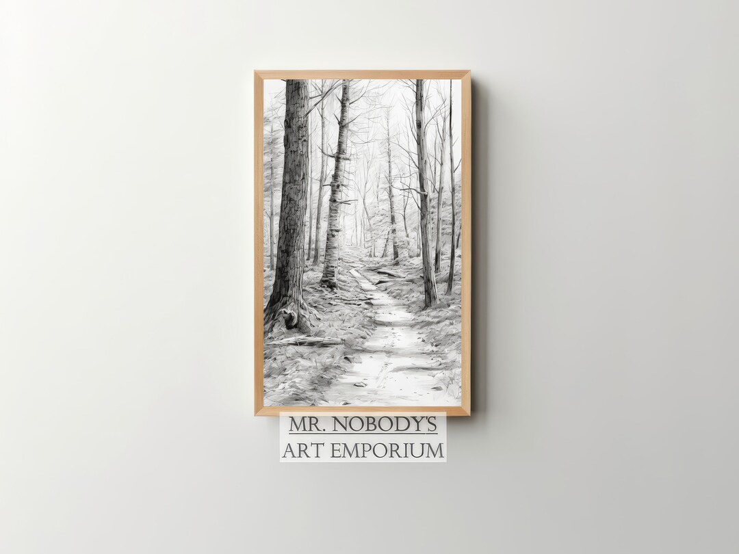 PRINTABLE | Walking Trail Sketch/charcoal Art Print, Tropical, Rustic ...