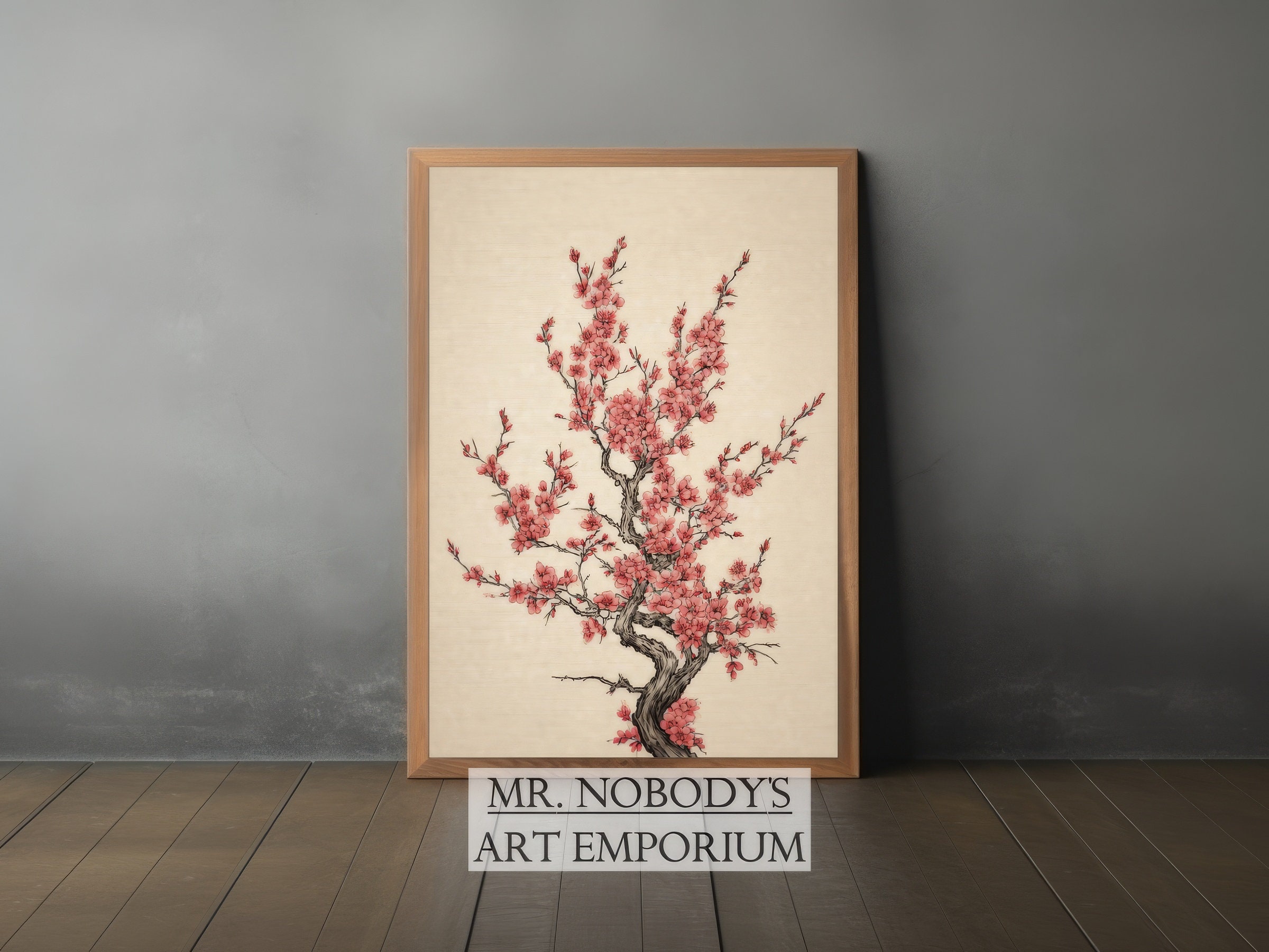 PRINTABLE Vintage Japanese Cherry Blossom Art Print, Aged, Minimalist ...