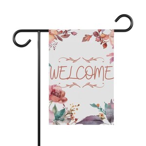 Pink Floral Welcome Garden & House Banner - Etsy