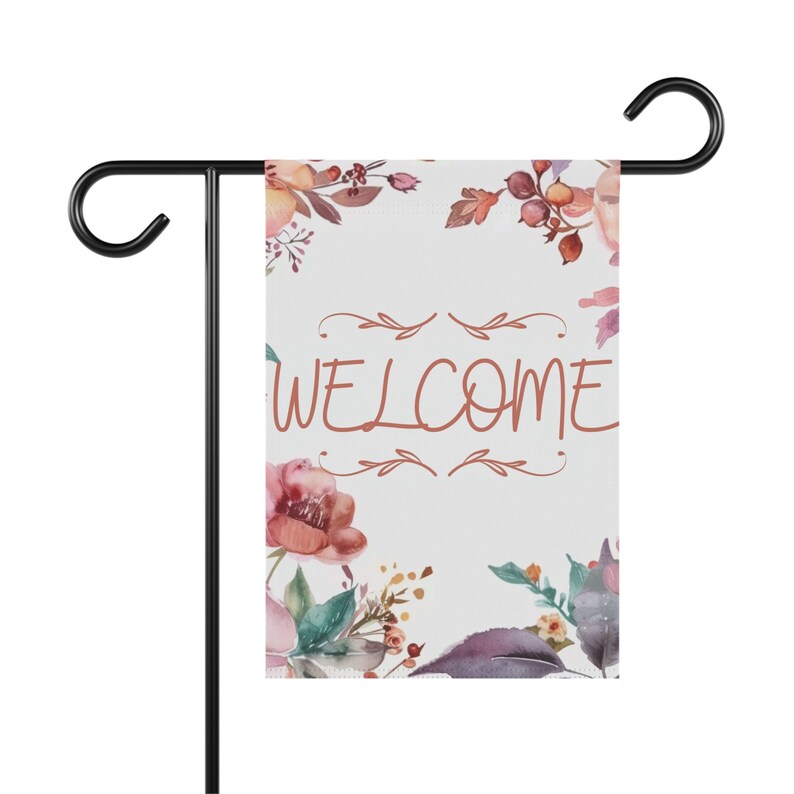 Pink Floral Welcome Garden & House Banner - Etsy