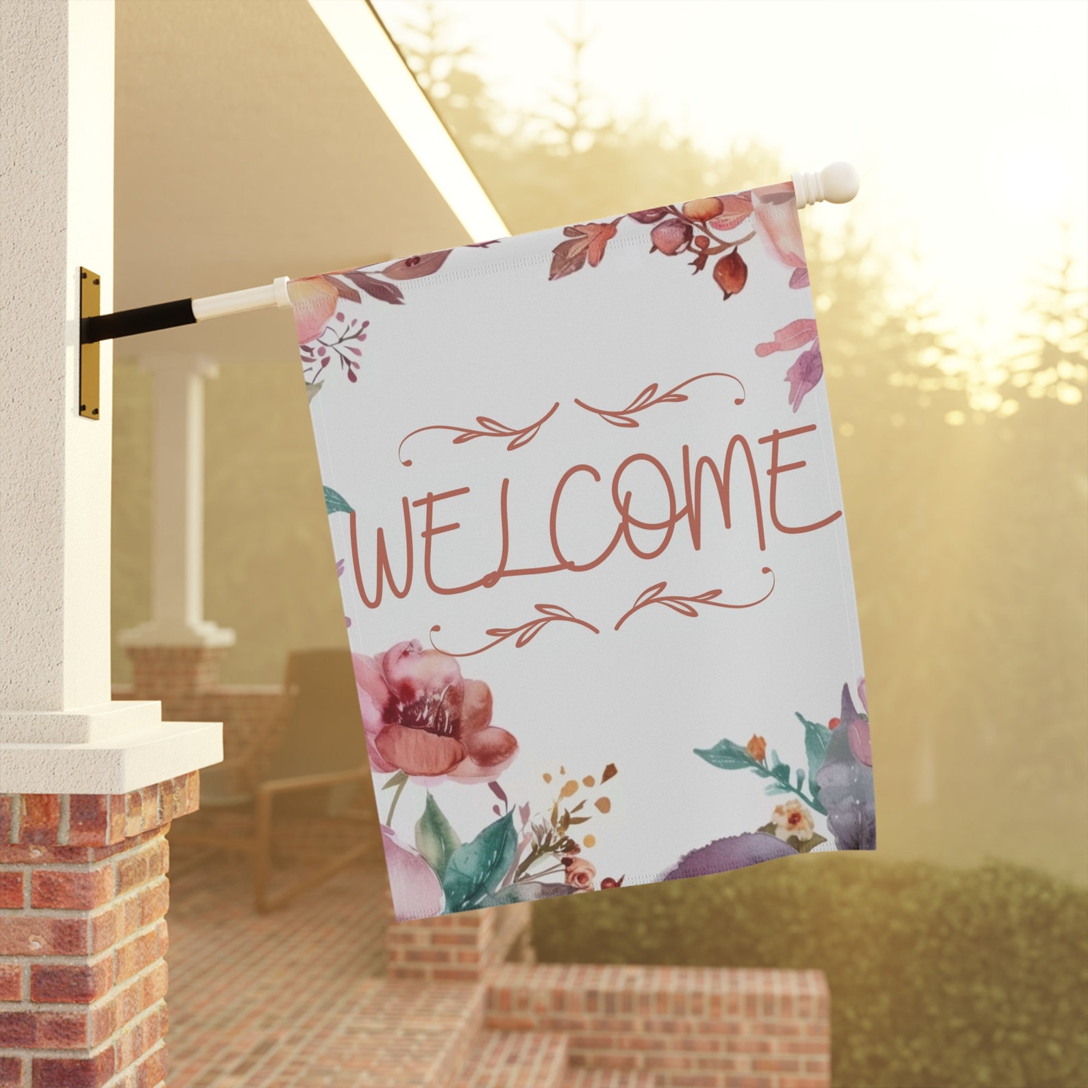 Pink Floral Welcome Garden & House Banner - Etsy