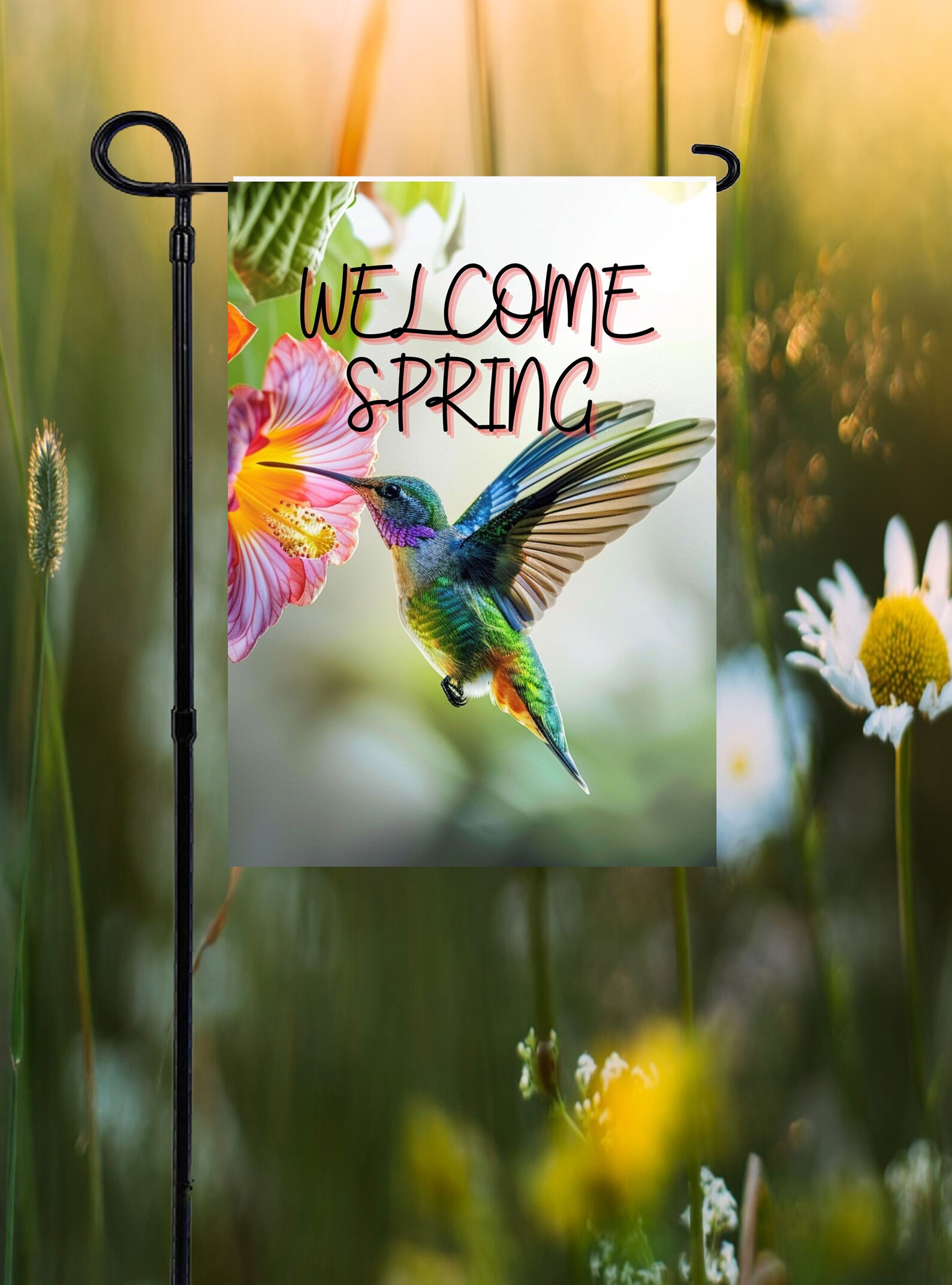 Welcome Spring Hummingbird garden & House Banner - Etsy