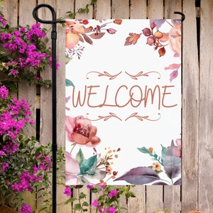 Pink Floral Welcome Garden & House Banner - Etsy