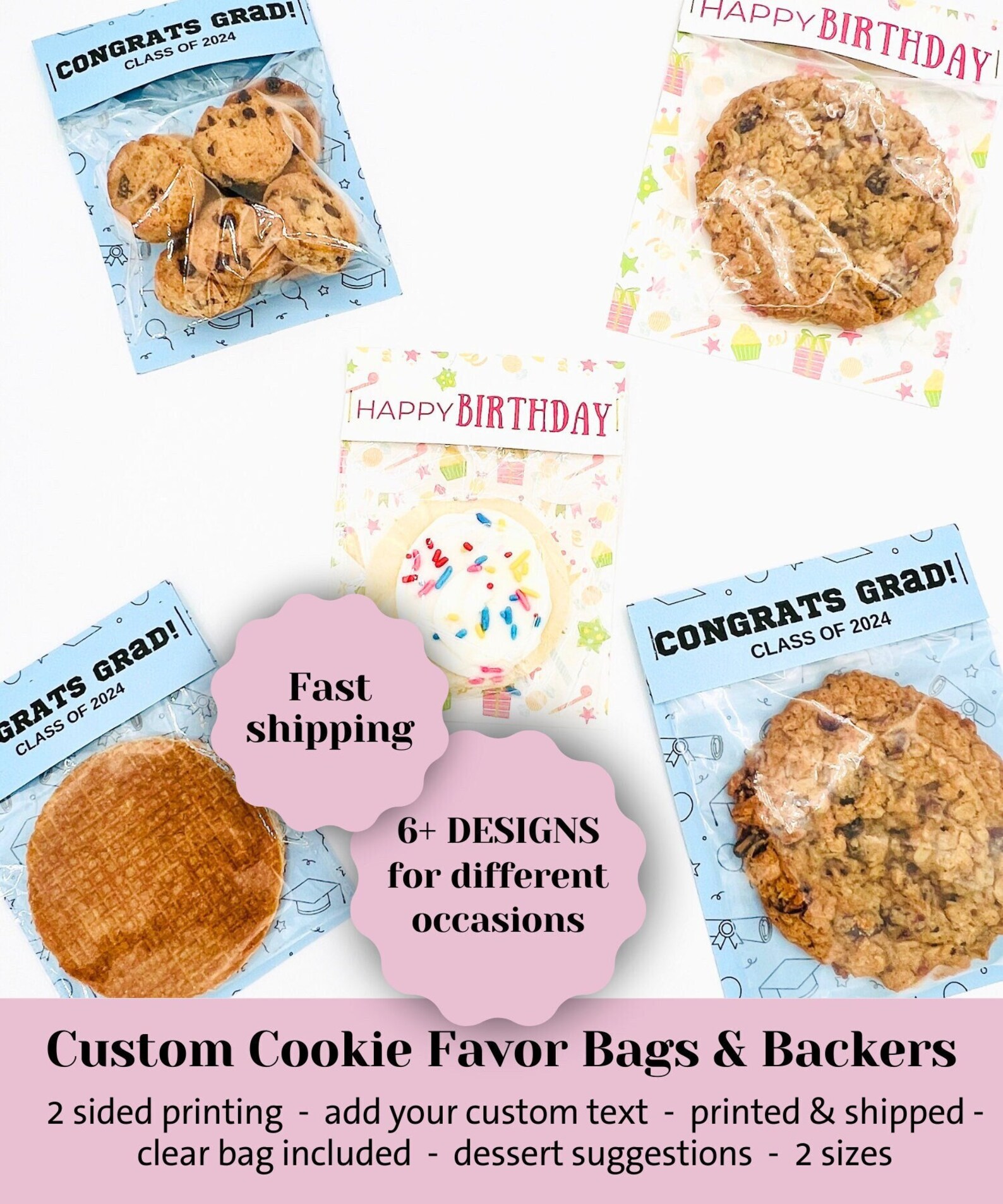Custom Party Favor Cookie Backer for Birthday Party Baby Shower Favor ...