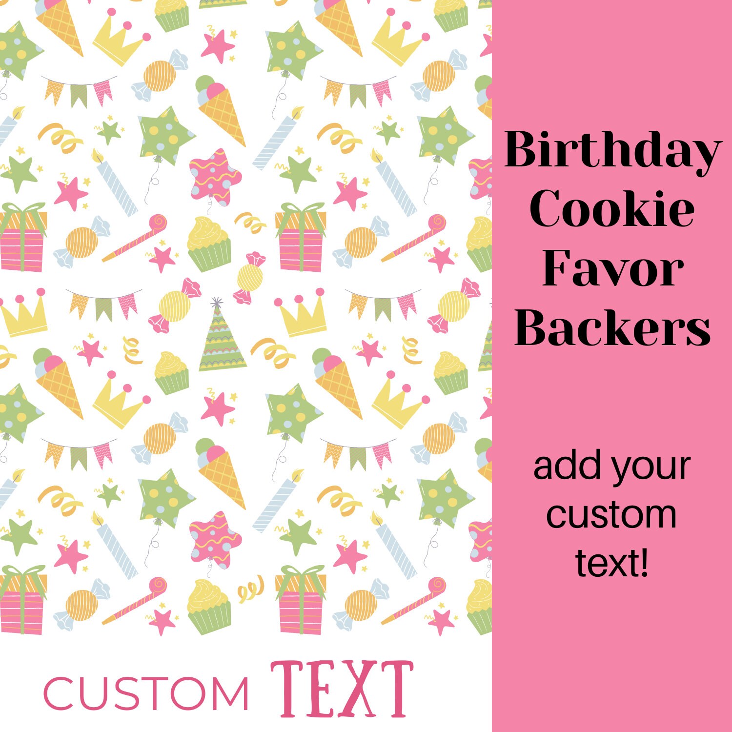 Custom Party Favor Cookie Backer for Birthday Party Baby Shower Favor ...