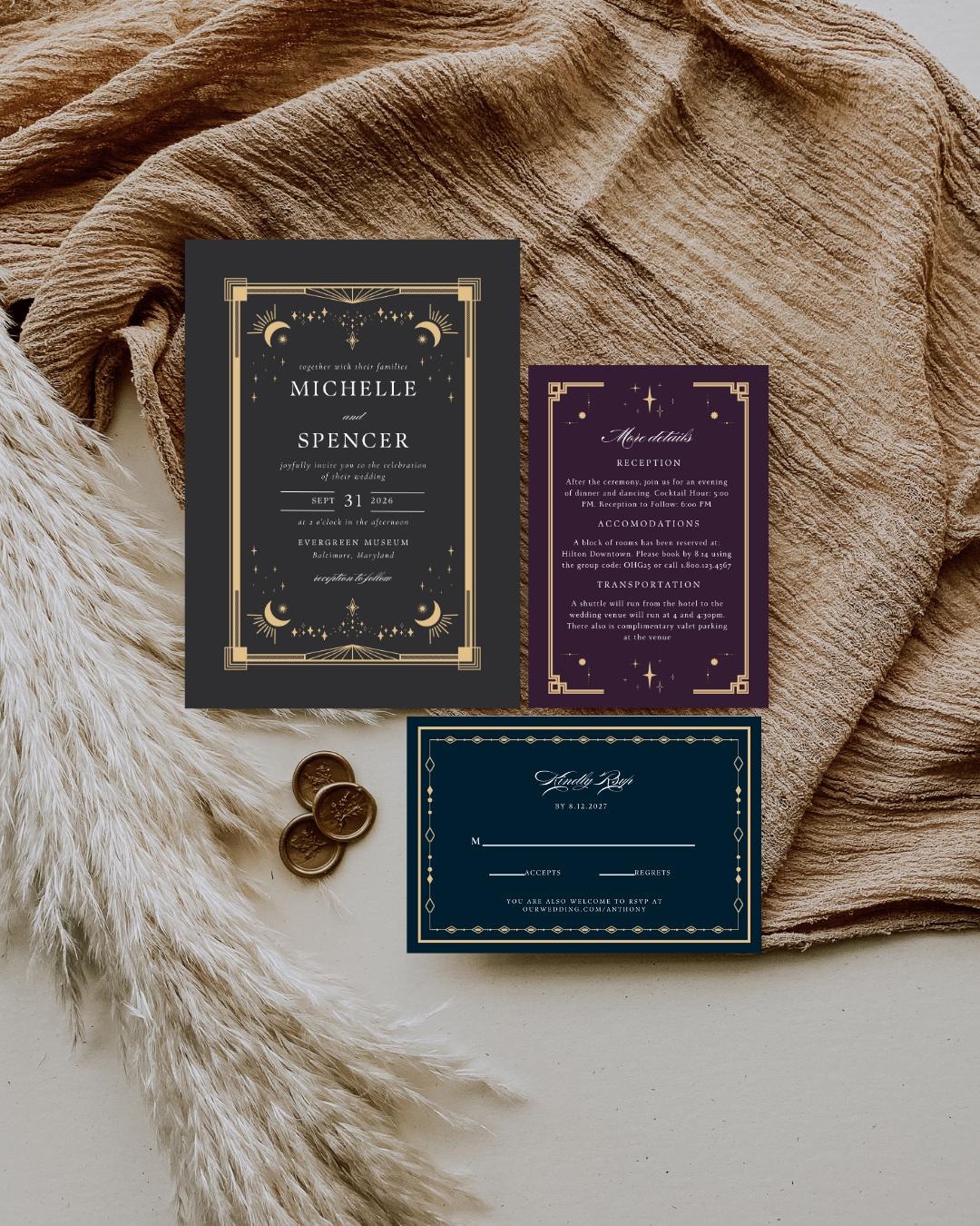 Michelle Whimsigoth Wedding Invitation | Celestial Wedding Invitation ...