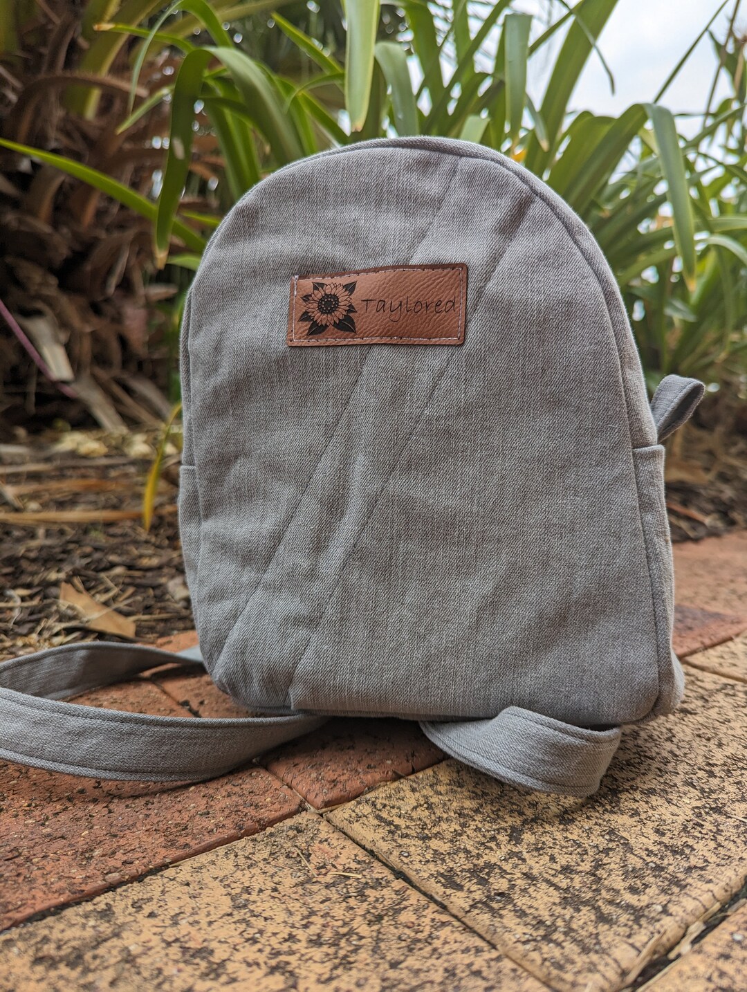 Repurposed Denim Mini Backpack Light Grey - Etsy