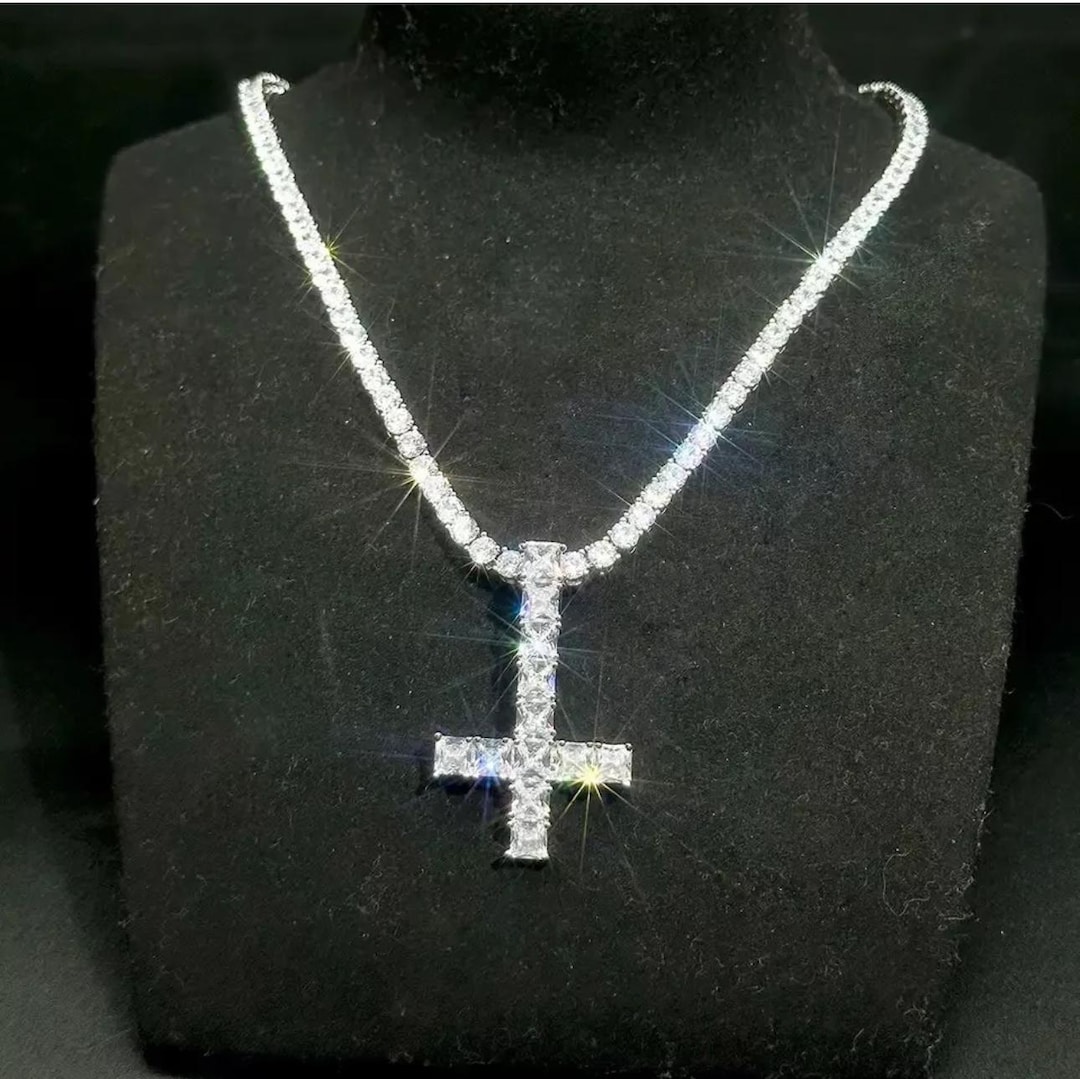 Upside Down Cross Necklace Opium Hip Hop Chain Inverted Cross Hip Hop ...