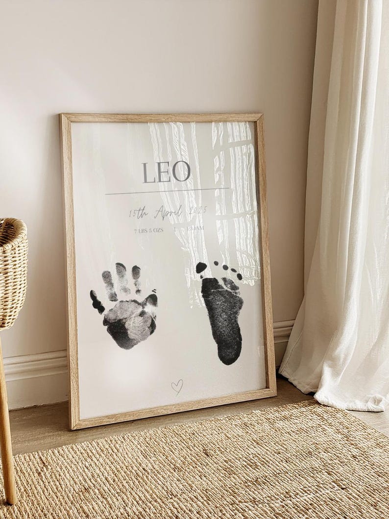 Personalized Baby Handprint Footprint Art: Newborn Keepsake (digital ...
