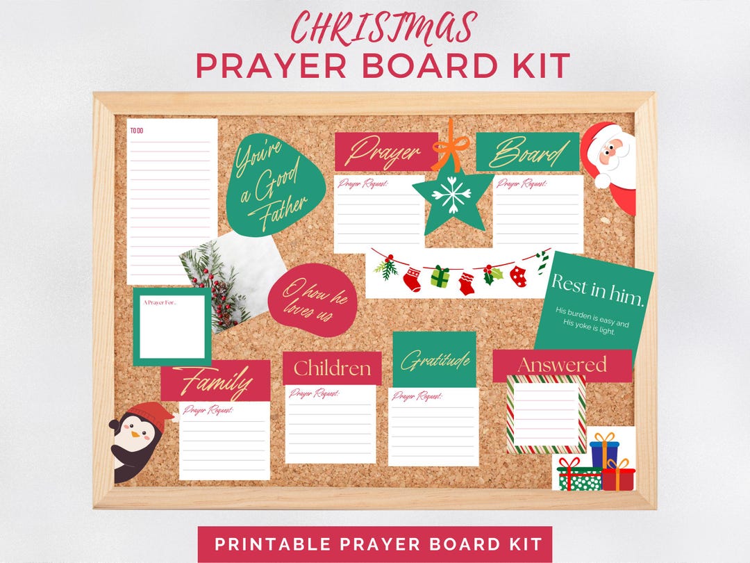 Christmas Prayer Board Kit | Printable Prayer Cards, Christian Wall Art ...