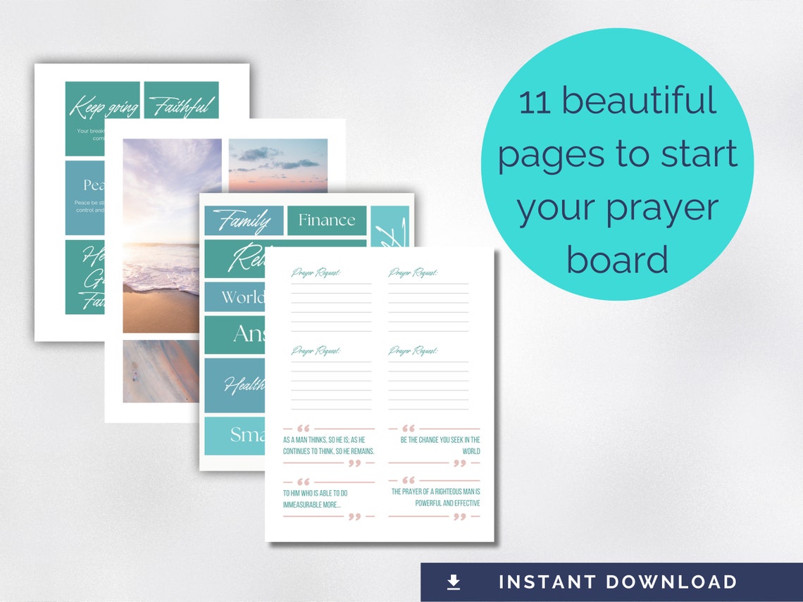 Prayer Board Kit | Printable Prayer Cards, Christian Wall Art, Prayer ...