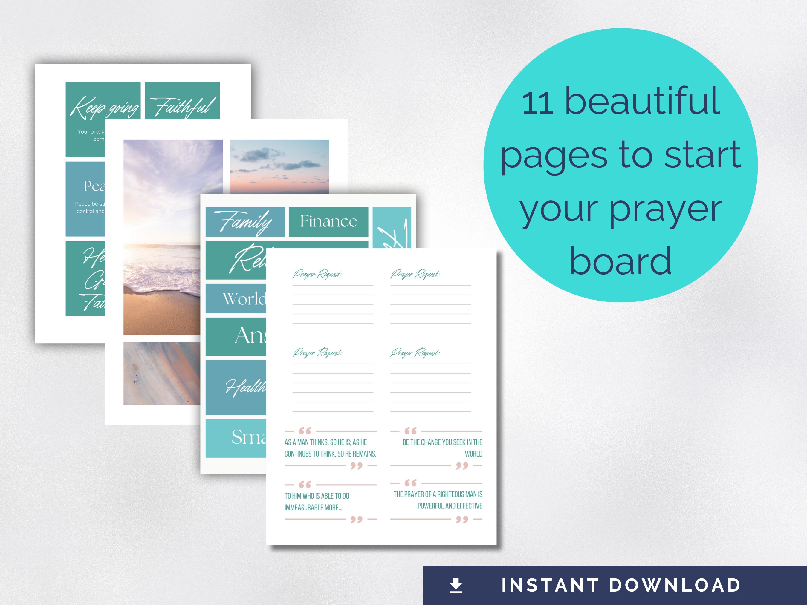 Prayer Board Kit | Printable Prayer Cards, Christian Wall Art, Prayer ...