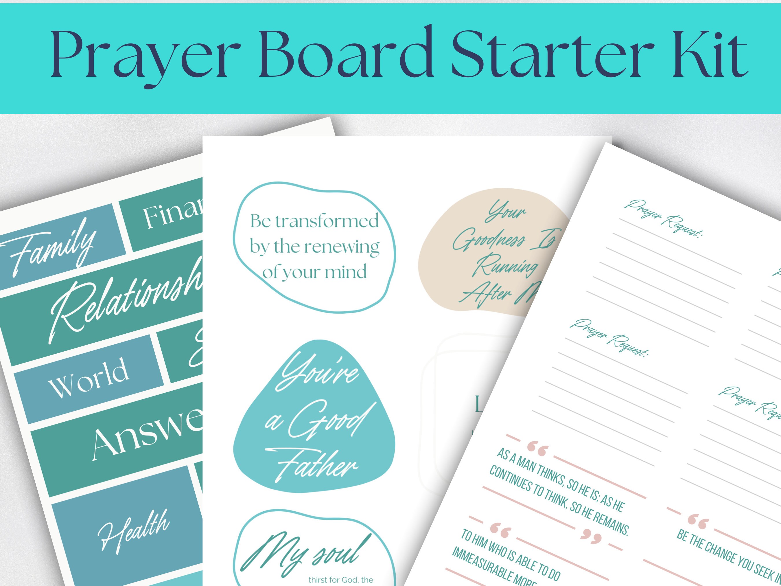 Prayer Board Kit | Printable Prayer Cards, Christian Wall Art, Prayer ...