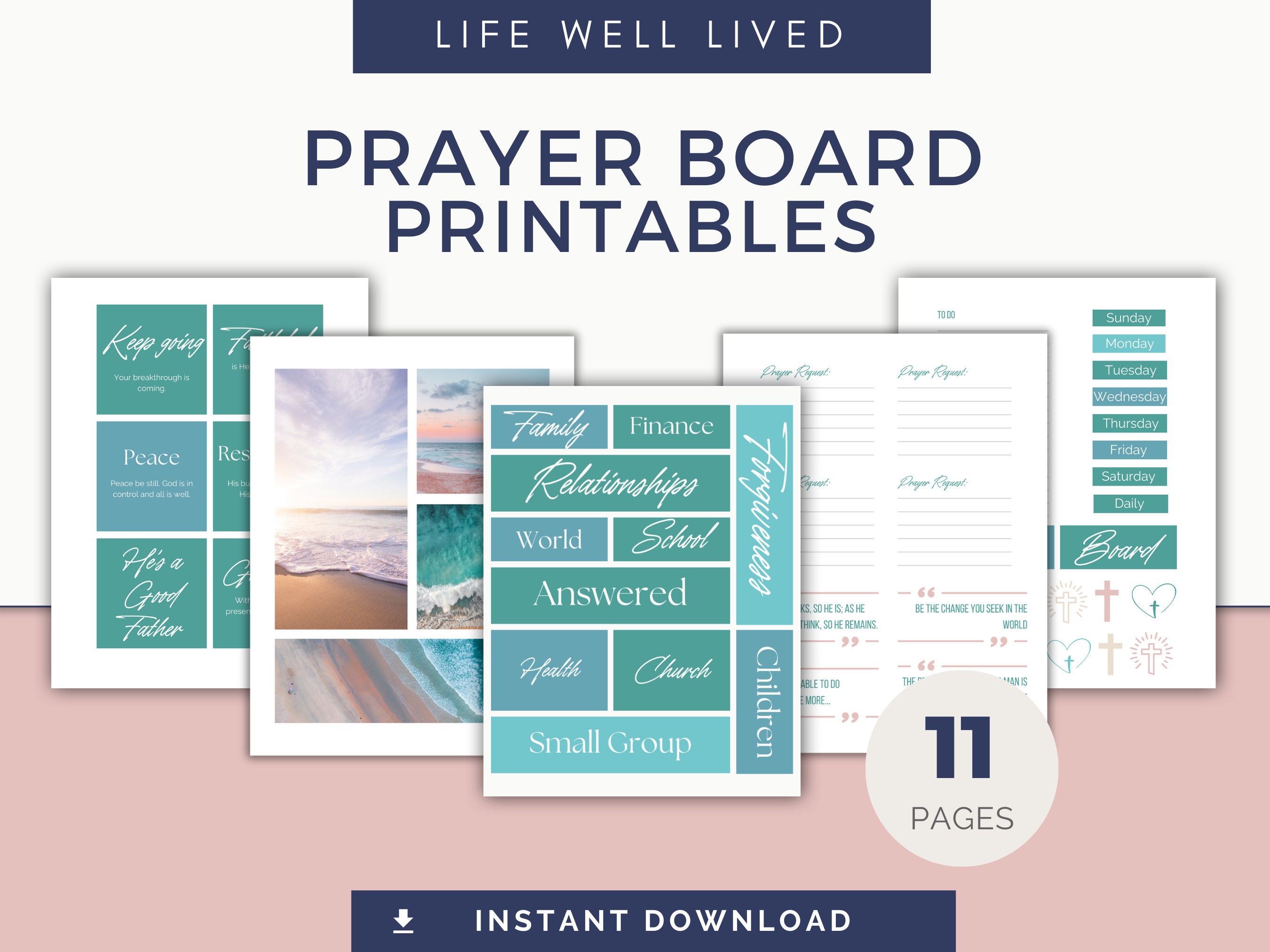 Prayer Board Kit | Printable Prayer Cards, Christian Wall Art, Prayer ...