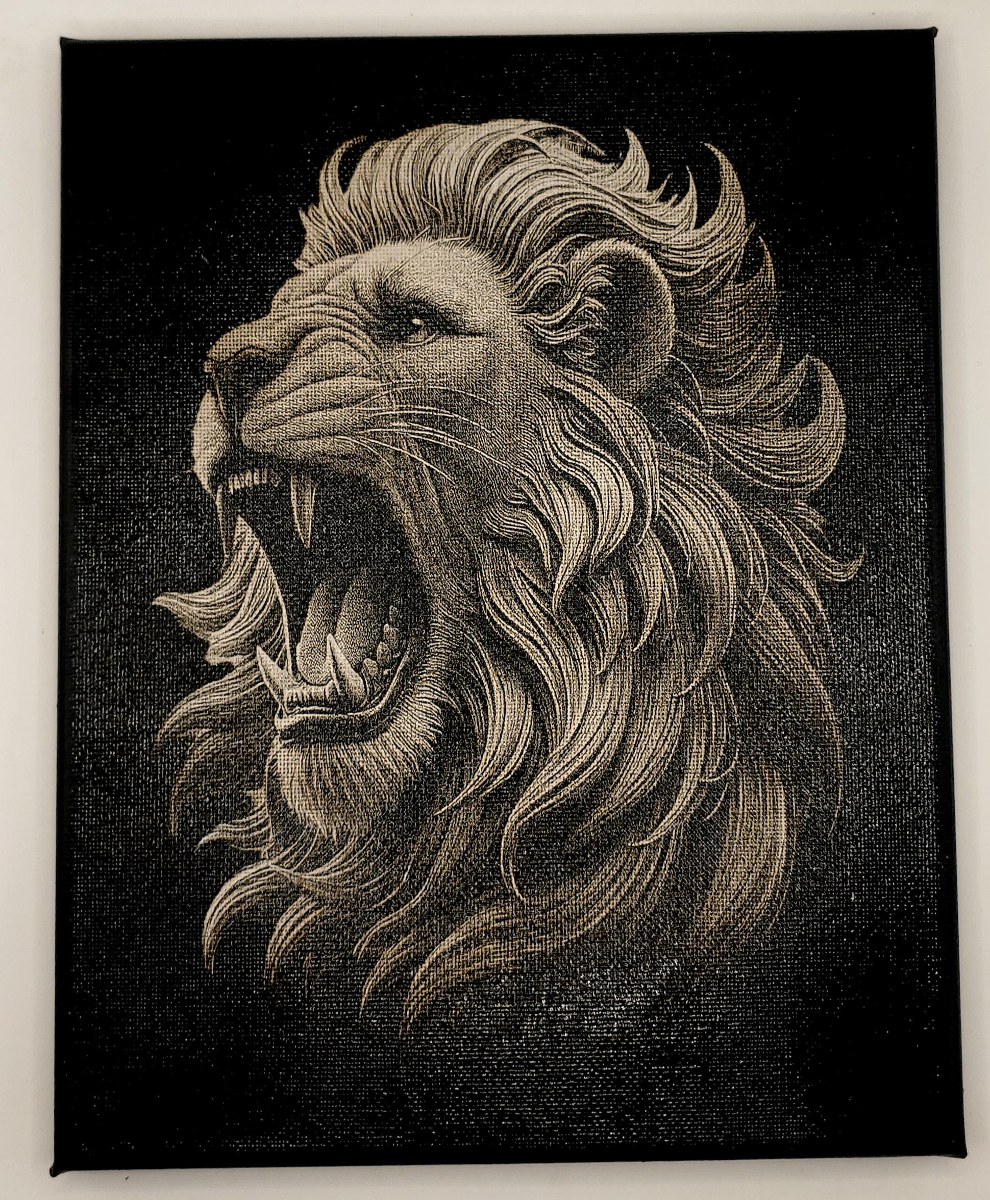 Roaring Lion Laser Engraved Painted Canvas - Etsy