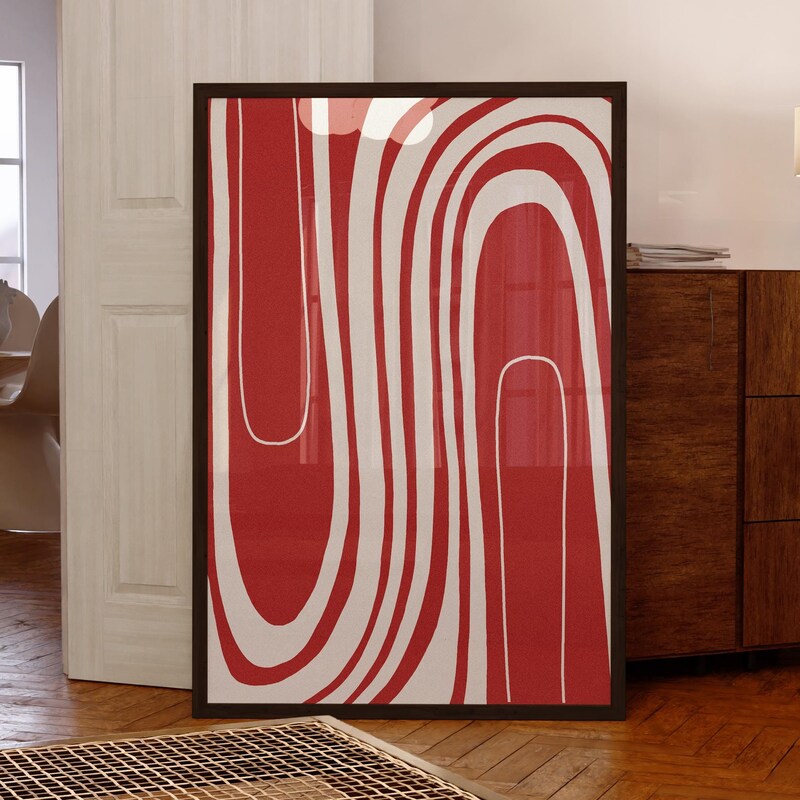 Red Abstract Art - Etsy