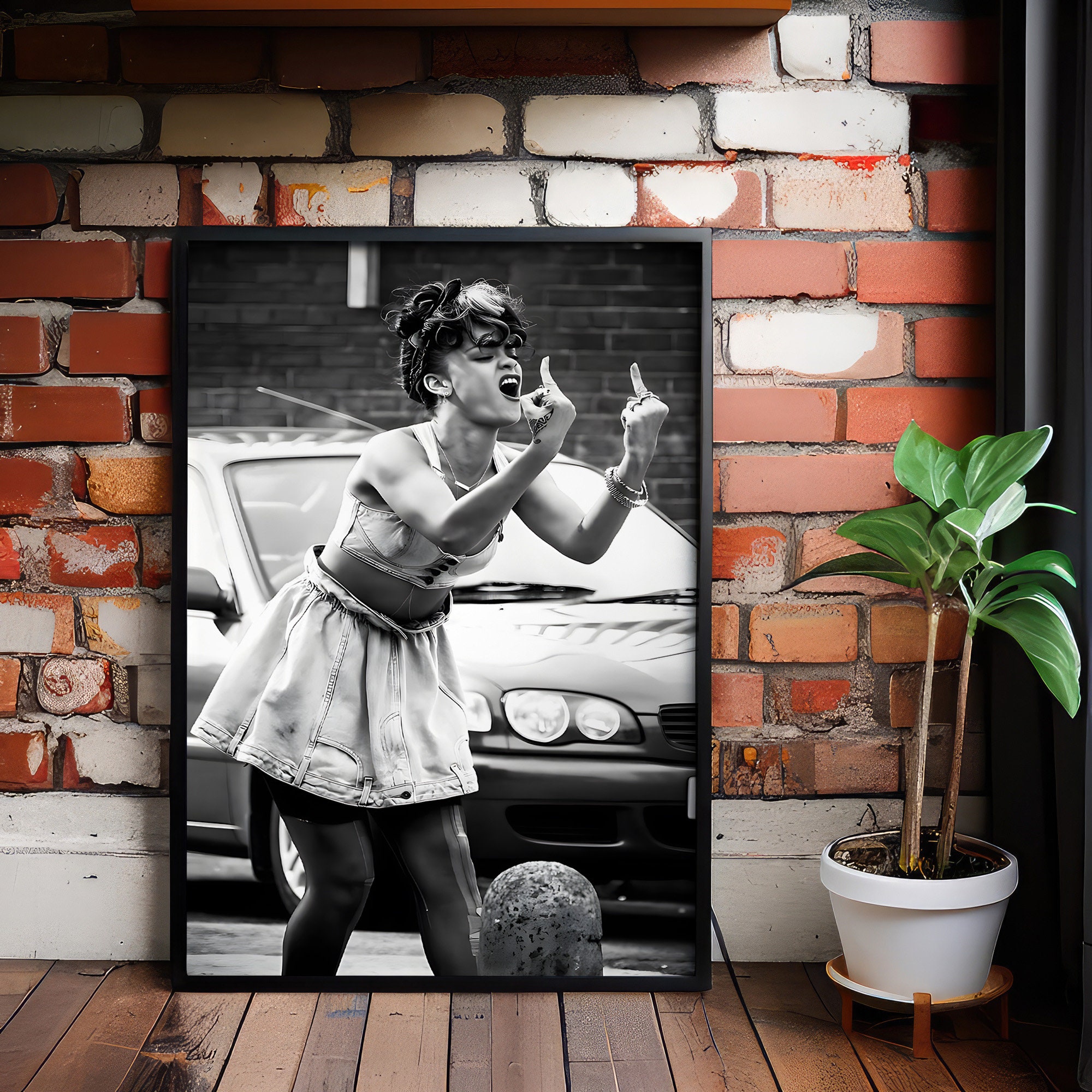 Feminist Posters, Middle Finger Print, Black and White, Teenage Girl ...