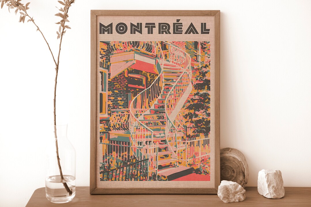 Montreal Poster, Staircase Poster, Vintage Style Poster, Montreal Print ...