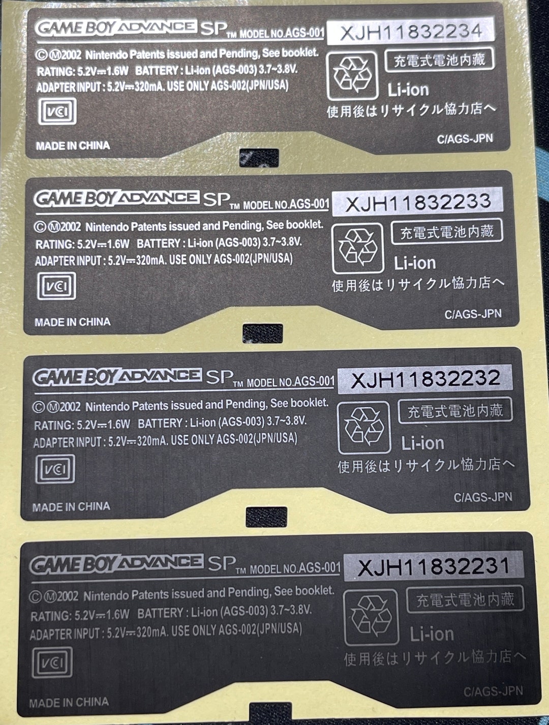 Gameboy OEM Rear Replacement Labels/stickers-super High Quality Gameboy ...
