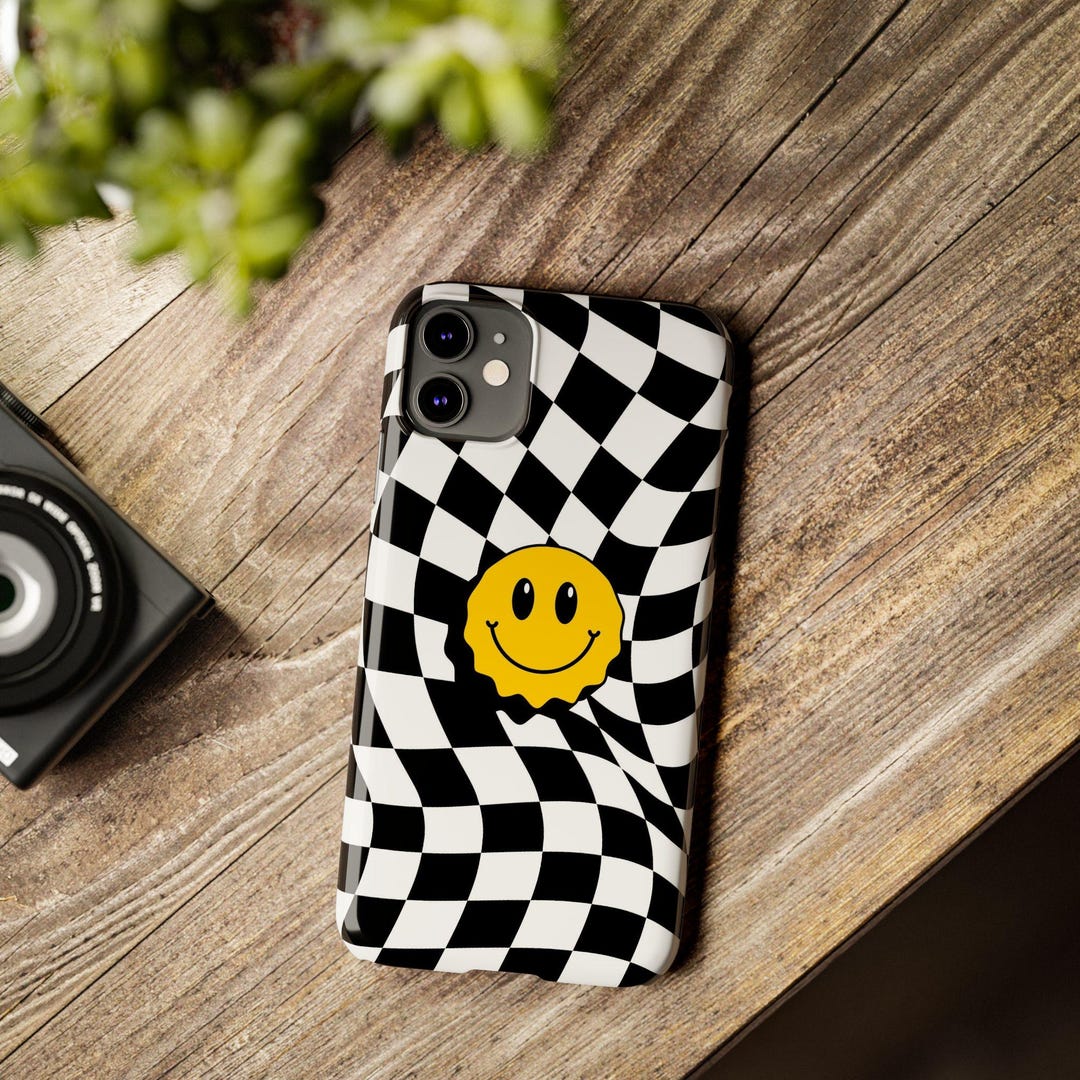 Checkers Smiley Face Phone Case - Etsy
