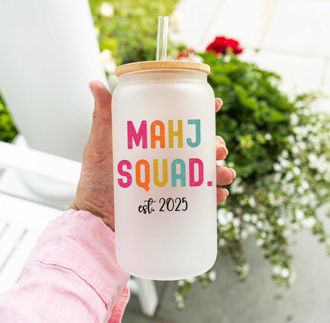 Personalized Mahj Squad Iced Coffee Cup With Lid & Straw, American ...