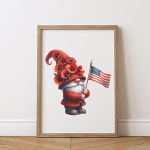 Poppy Gnome Clipart Memorial Gnome Watercolor Gnome PNG Spring Gnome ...