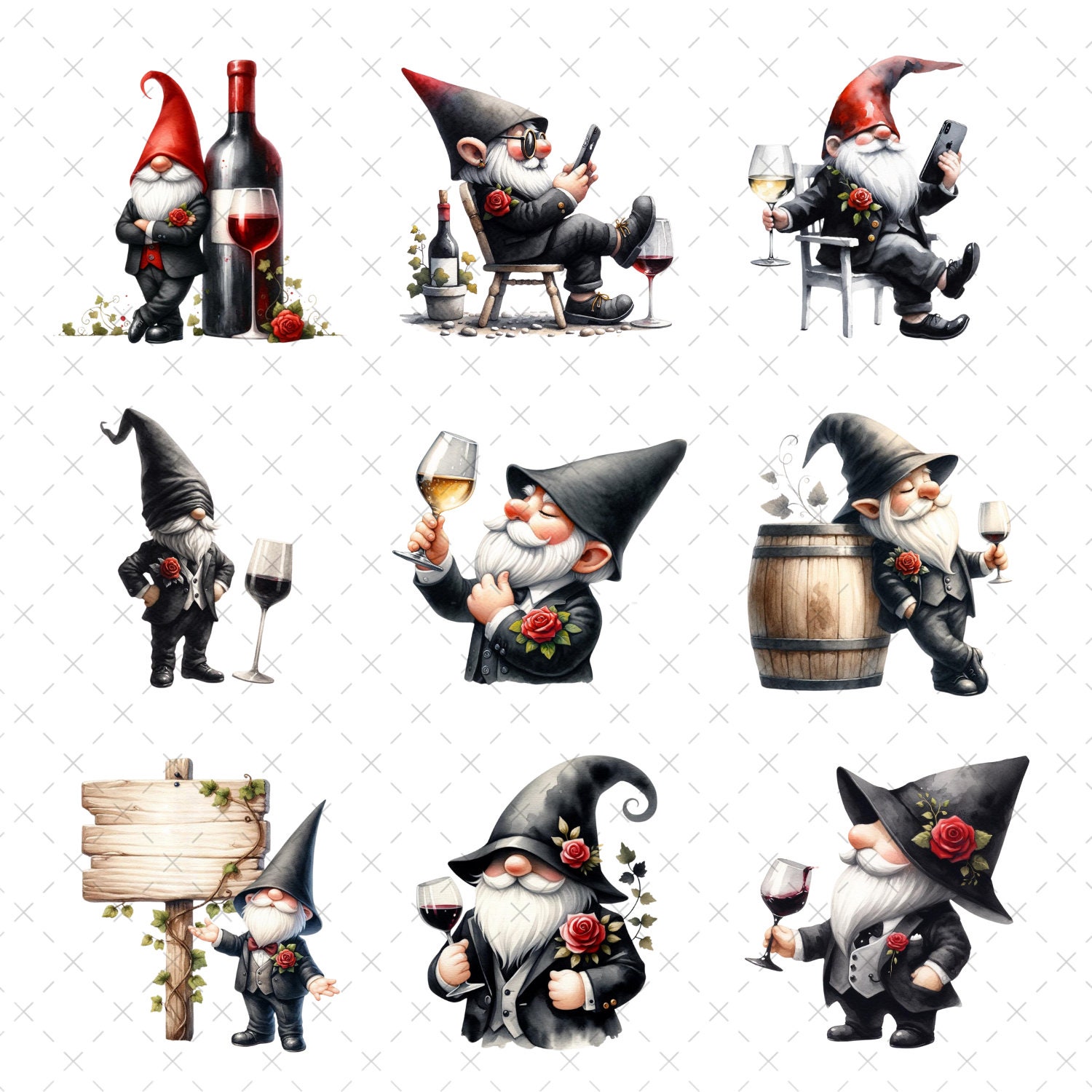 Wine Gnome Png Watercolor Gome Clipart Wine Gnome Images Files Gnome ...