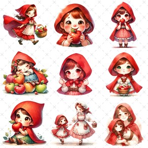 Little Red Riding Hood Png Watercolor Fairy Tale Clipart Cute Girl ...