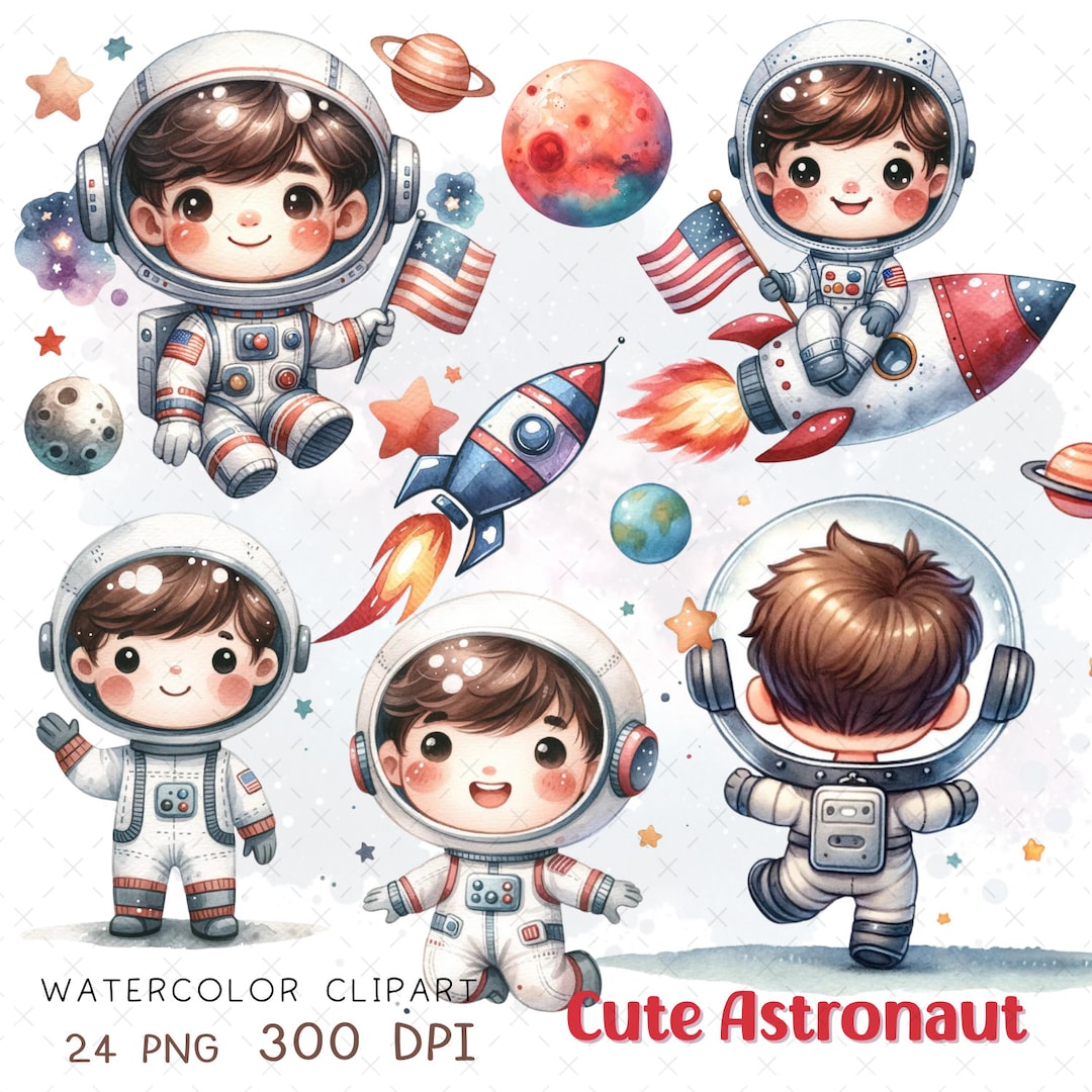 Cute Astronaut PNG Space Clipart Boy Astronaut Sublimation Rocket Boy ...