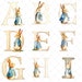 Peter Rabbit Alphabet Clipart, Watercolor Bunny Letters (PNG Digital ...