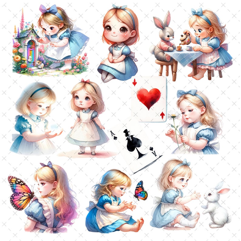 Alice in Wonderland Clip Art Alice in Wonderland Decor Nursery Wall Art ...