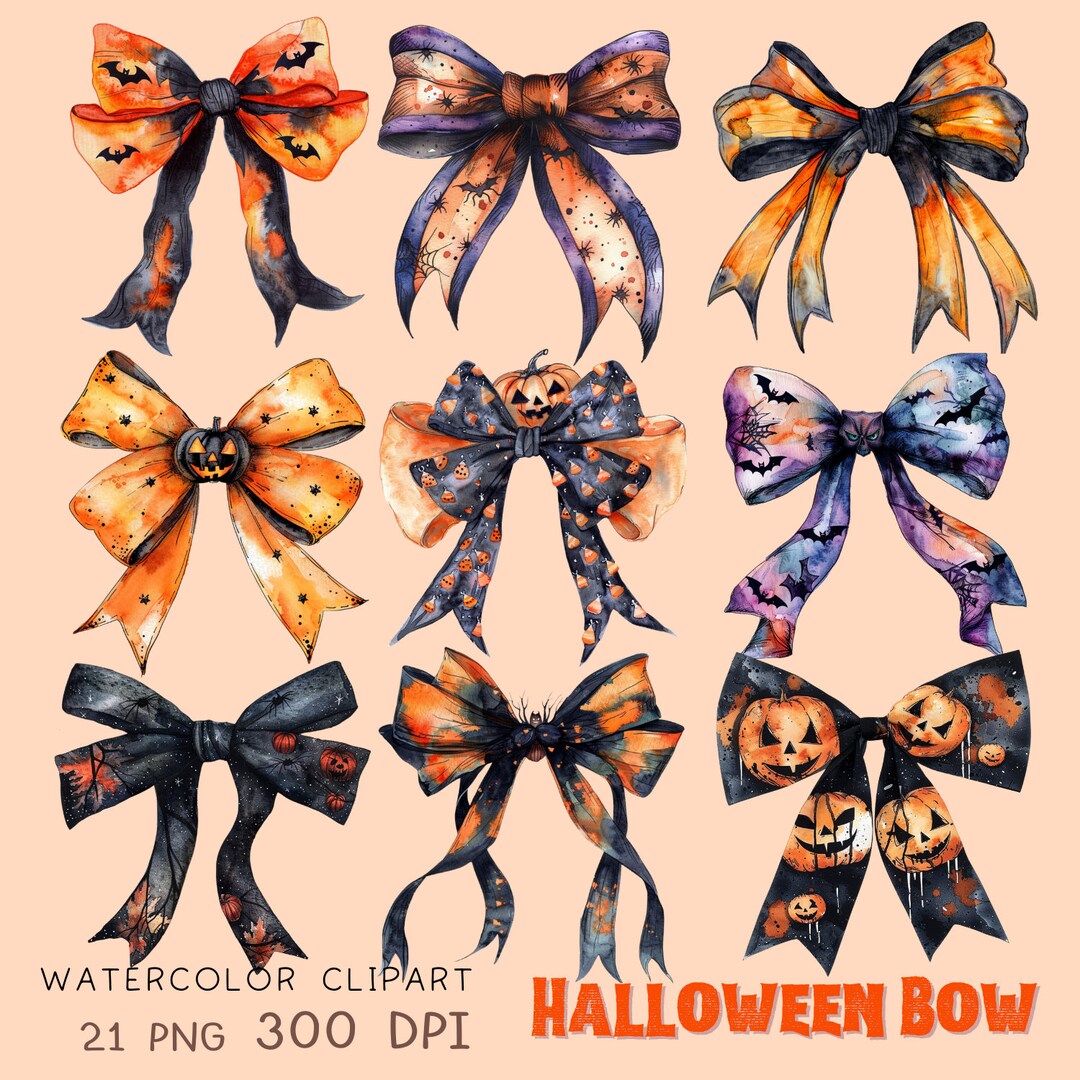 Spooky Halloween Bow Clipart Collection Halloween Bow PNG Cute Bow for ...