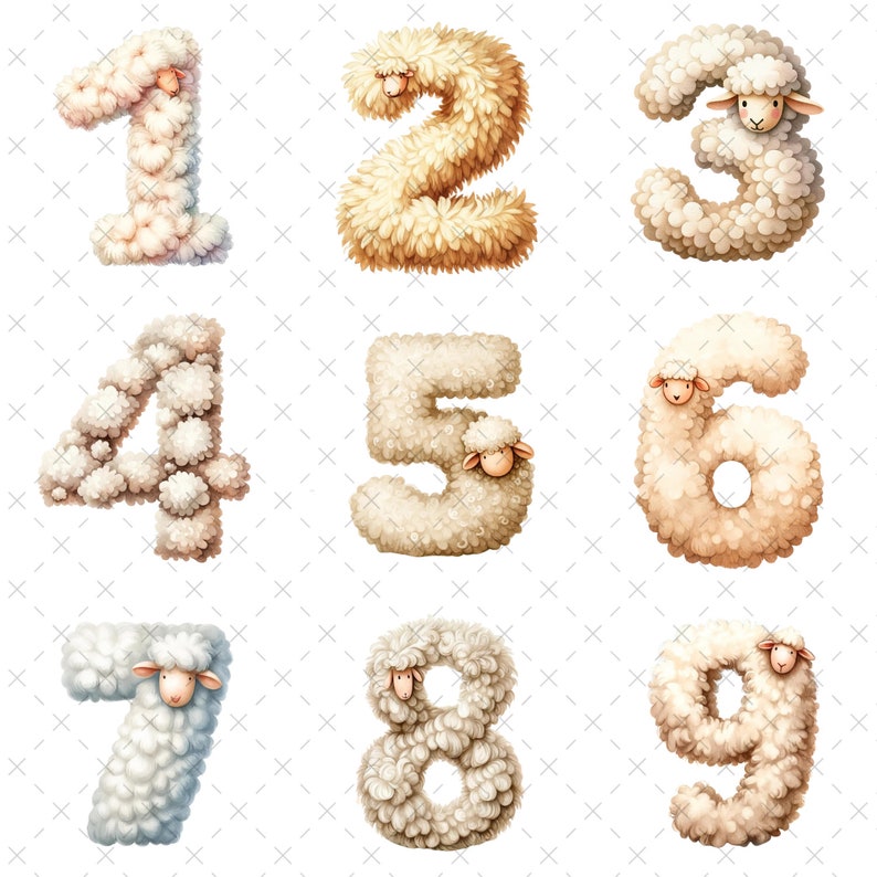 Sheep Alphabet Clipart: Fluffy Wool Letters, Nursery Decoration (PNG ...