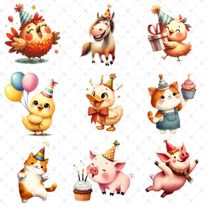 Farm Animal Clipart Animal Party Theme Watercolor Farm Animal Clipart ...