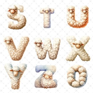 Natural Sheep Alphabet Clipart Fluffy Sheep Png Nursery Decoration PNG ...