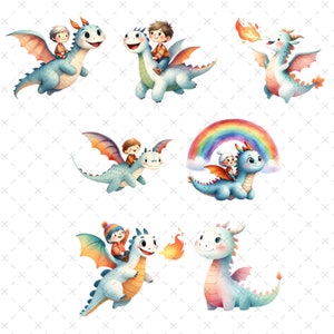 Baby Dragons Watercolor Clipart: Magic Dragon PNG Images (digital ...
