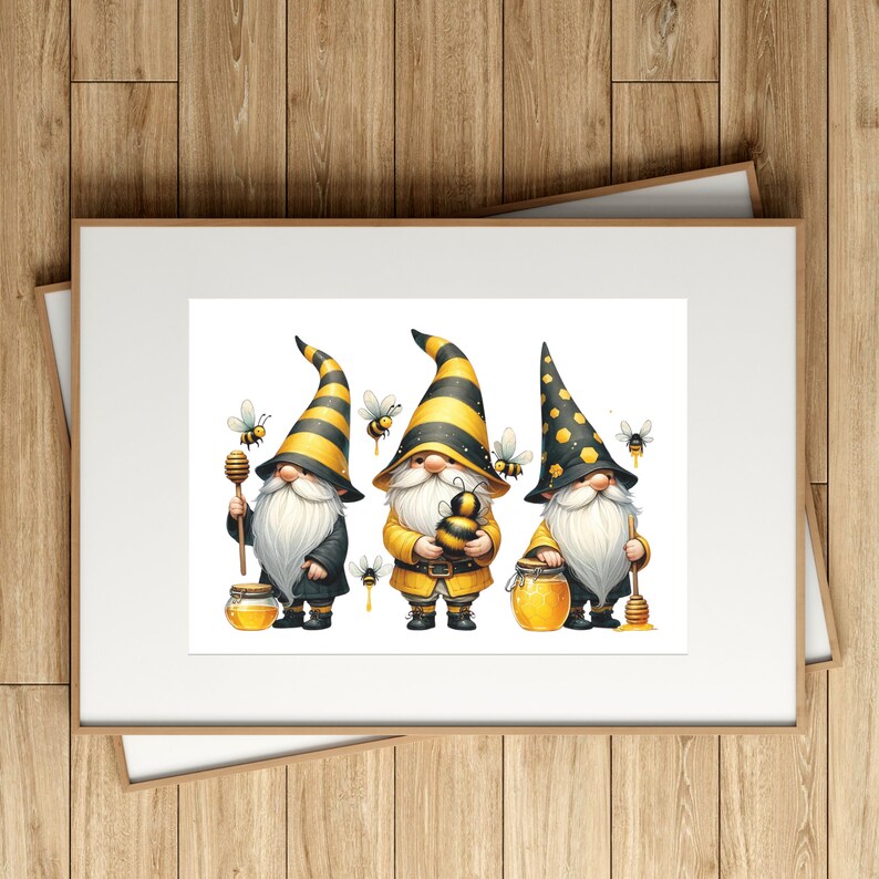 Bumble Bee Gnomes Clipart: Watercolor Honey Bee PNG (digital Download ...