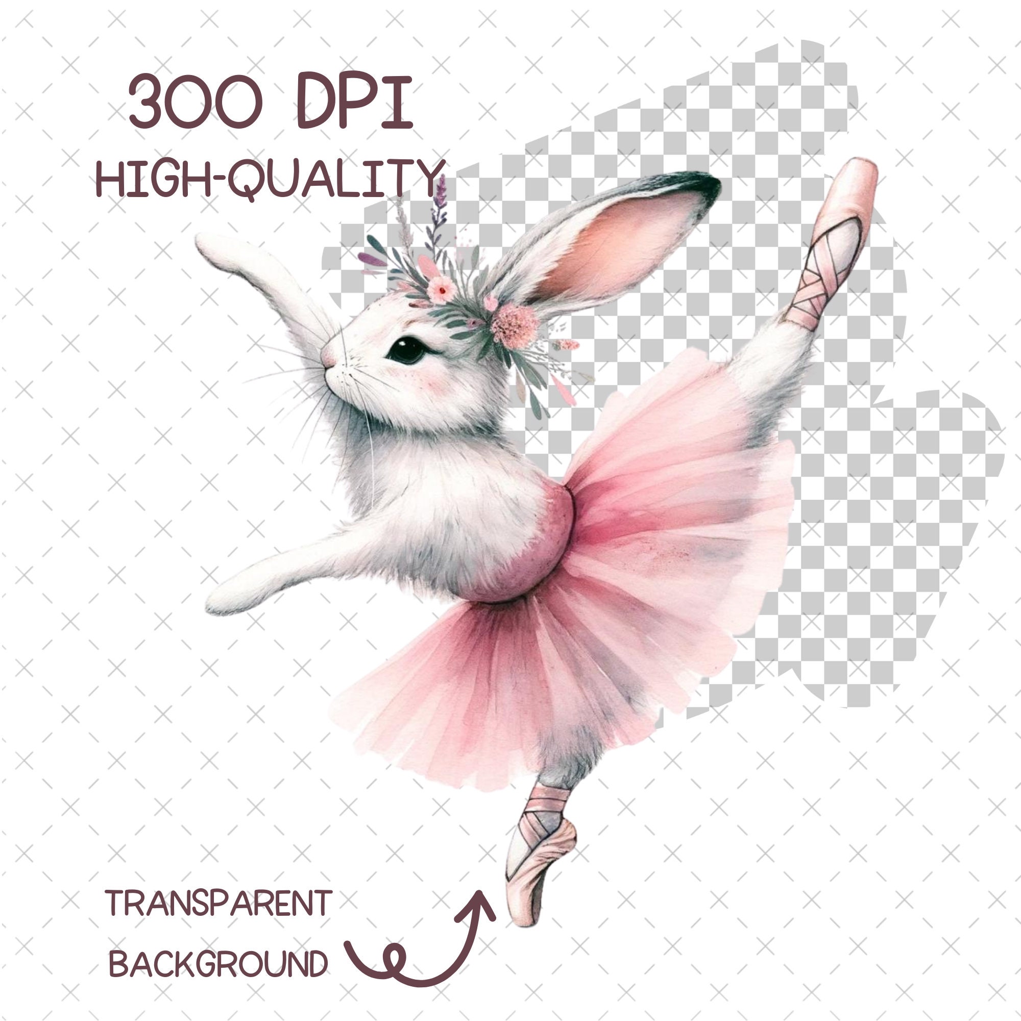 Ballerina Bunnies Clipart Watercolor Ballet PNG Baby Girl Ballerina ...