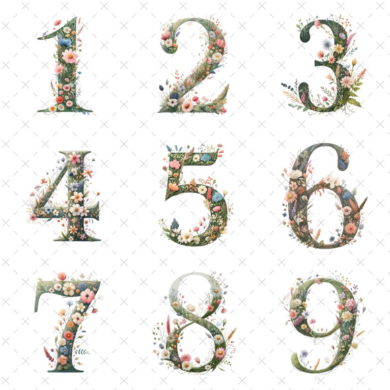 Wild Flower Alphabet Clip Art Watercolor Letter PNG Floral Alphabet ...