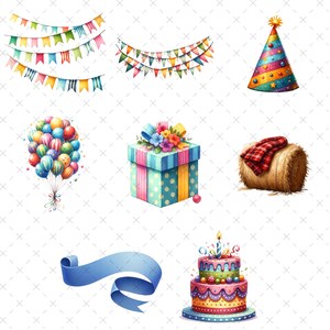 Farm Animal Clipart Animal Party Theme Watercolor Farm Animal Clipart ...