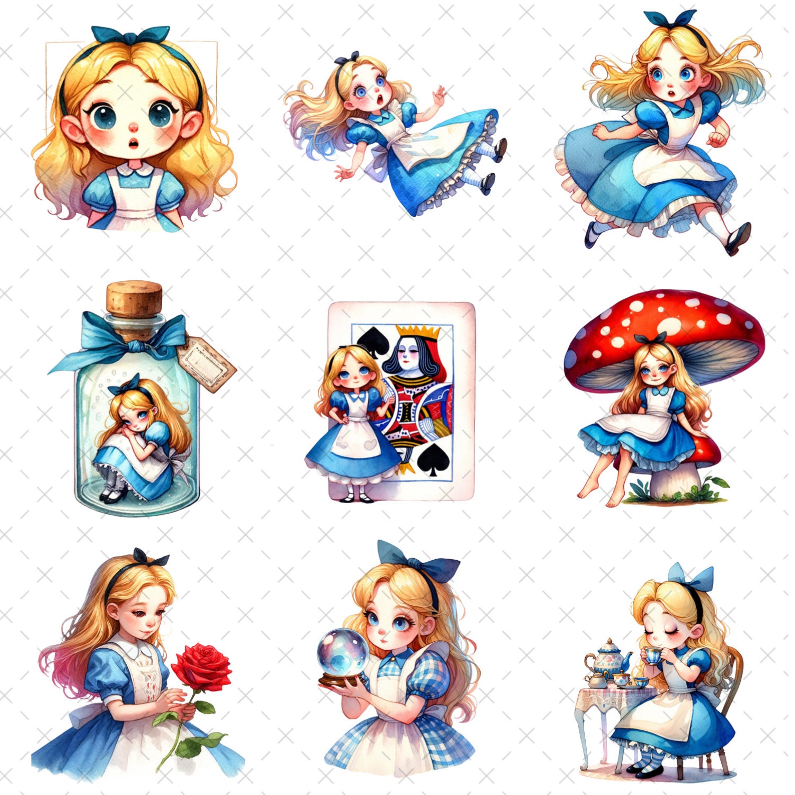 Alice in Wonderland Clip Art Alice in Wonderland Decor Nursery Wall Art ...