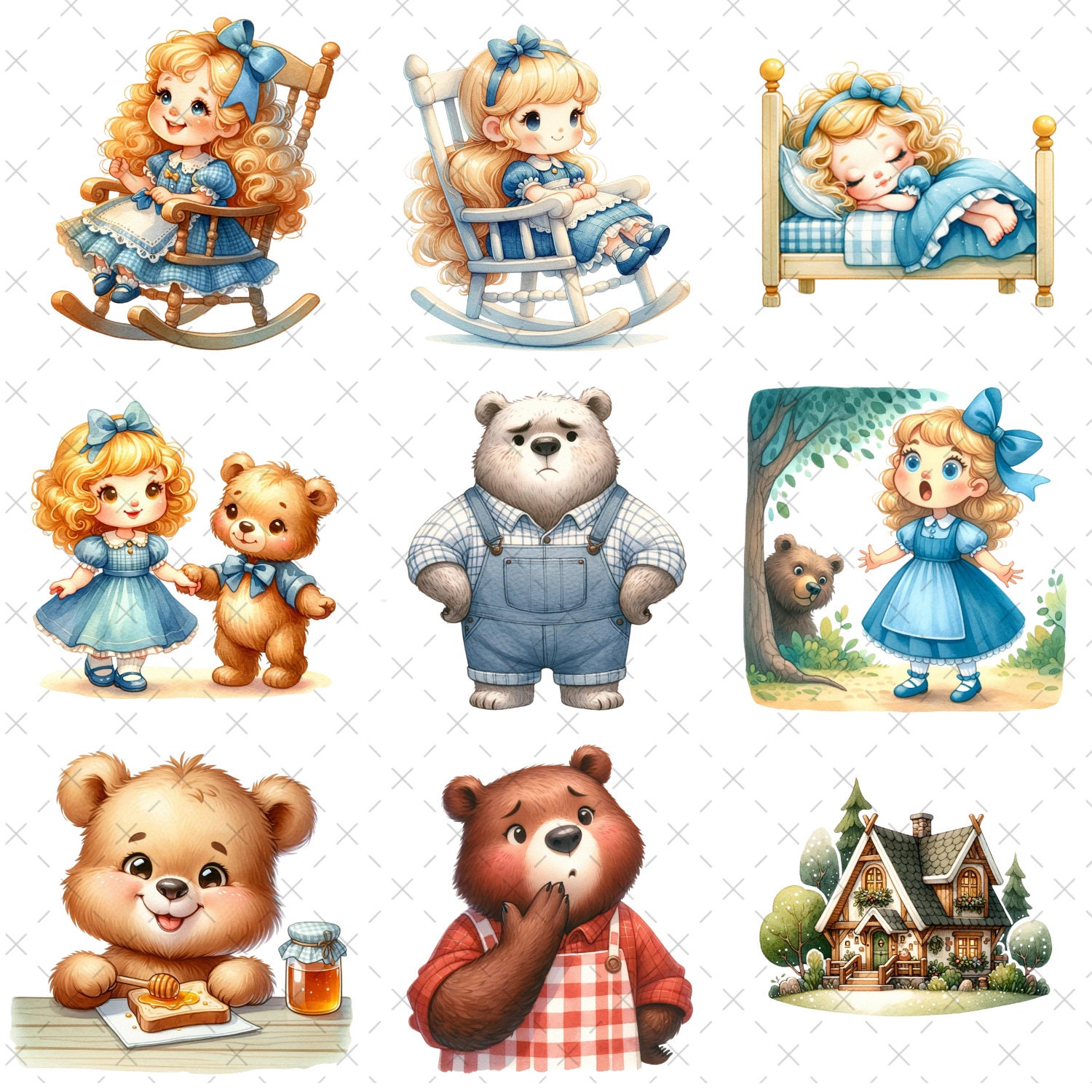 Goldilocks and the Three Bears PNG Fairy Tale Clipart Cute Girl Image ...