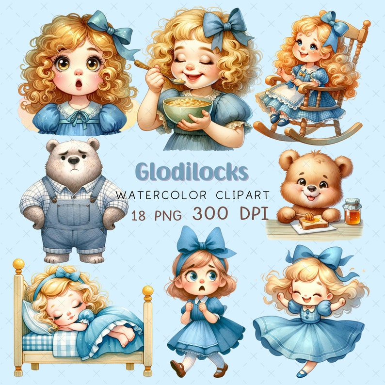 Goldilocks and the Three Bears PNG Fairy Tale Clipart Cute Girl Image ...