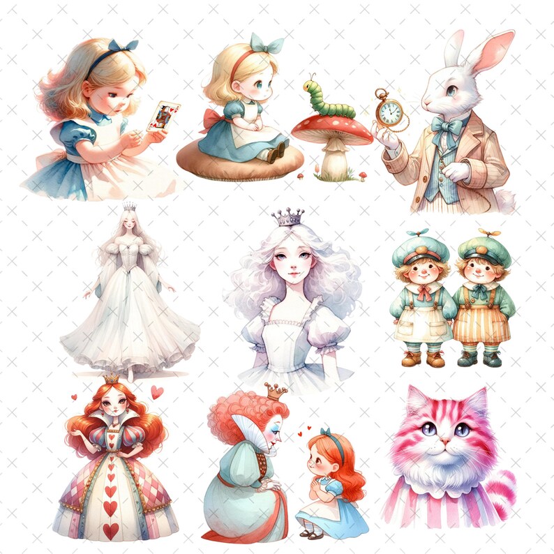 Alice in Wonderland Clip Art Alice in Wonderland Decor Nursery Wall Art ...