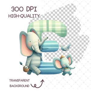 Animal Alphabet Clip Art Watercolor Letter PNG My First Alphabet Image ...