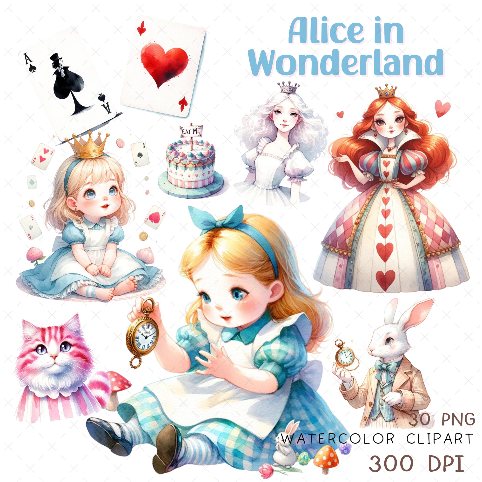 Alice in Wonderland Clip Art Alice in Wonderland Decor Nursery Wall Art ...