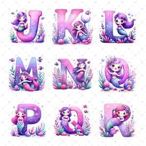 Mermaid Alphabet Clipart A-Z: PNG Image Files (digital Download) - Etsy